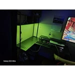 Homieasy Gamer L-Shaped Desk with Hutch, LED Lights, Power Outlets, USB ...
