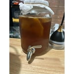 ReaNea Pink Glass Beverage Dispenser, 1 Gallon with Lid, Stainless ...