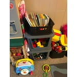 Your Zone Square Stacking Bin Plastic, Gray Flannel - Walmart.com