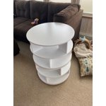 Montauk 16 Pair Organizer, Revolving White Wood Shoe Storage Rack with ...