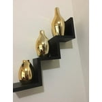 Gold Metallic Vase Set - Round Ceramic Table Decor, 3Pc, Large, Medium ...