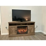 Ameriwood Home Ashton Lane Electric Fireplace TV Stand for TVs up to 65", Black Oak - Walmart.com