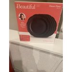 Beautiful Scallops Set of 4 Stoneware Dinner Plates Black by Drew ...