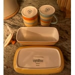 Wanda June Home Vintage Stripe Orange Stoneware Butter Dish, Sugar ...