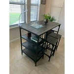Enyopro 4-Piece Dining Set, Counter Height Bistro Table with 3 Stools ...
