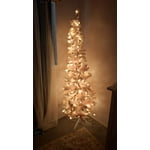 HOMCOM Slim Fake Plastic Artificial Christmas Tree with LED Lights ...