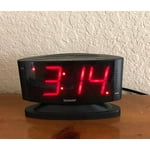 Sharp LED Digital Alarm Clock, Swivel Base, Silver Case, Red Display ...