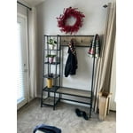 Woven Paths Modern Hall Tree with Bench - 5 Shelves - Walnut - Walmart.com