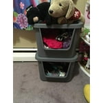 Your Zone Square Stacking Bin Plastic, Gray Flannel - Walmart.com