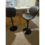 Waleaf Modern Adjustable Bar Stools Set of 2, Faux Leather Upholstered ...