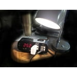 Sharp Alarm Clock with 2X Outlets, Surge Protect, Rapid USB Charge, LED ...