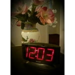 Sharp LED Digital Alarm Clock, Swivel Base, Silver Case, Red Display ...