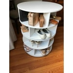 Montauk 16 Pair Organizer, Revolving White Wood Shoe Storage Rack with ...