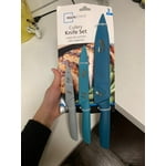 Mainstays 3 Piece Stainless Steel Color Knife Set with Ergonomic Soft ...