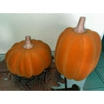Way To Celebrate Harvest Orange Flocked Pumpkins Set of 2 Elegant Fall ...