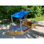 KidKraft Pirate Sandboat Wooden Sandbox for Kids Play with Canopy ...