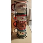Holiday Time Gingerbread House Stackable Stoneware Mug with Metal Rack ...