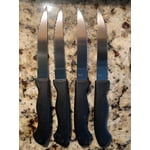 Mainstays 4-Piece Steak Knife Set with Soft Grip & Black Handles ...