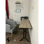 TMS Connection Computer Writing Desk, Natural with Black Metal Legs ...