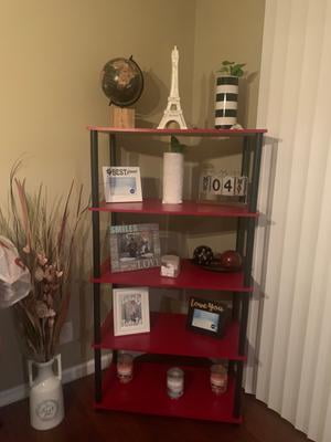 Mainstays No Tools 5 Shelf Storage Bookcase Red Walmart