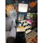 SUNMORY Rustic Floor Lamp with Attached Side Table, Built-in Charging ...