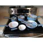 Mainstays Ceramic Nonstick Aluminum 12 Pieces Cookware SET Teal ombre ...