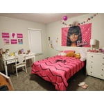 Barbie Kids 2 Piece Pink Black Chevron Reversible Comforter and ...