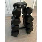 BalanceFrom 100LB Rubber Coated Hex Dumbbell Weight Set with A-Frame ...