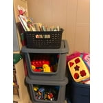 Your Zone Square Stacking Bin Plastic, Gray Flannel - Walmart.com
