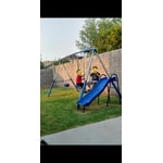 Sportspower Arcadia Kids Outdoor Playground Swing Set with Trapeze, 2 ...