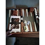 Crazy Games 15 Inch Classic Backgammon Set - Medium Brown with Leather ...