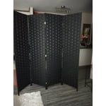 FDW Home Foldable Standing Portable Partition Wall, 4 Panel Wood Mesh ...