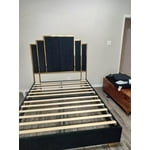 "HOWE Queen Size Platform Tufted Fabric Bed Frame, 61"" Headboard ...