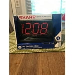Sharp LED Digital Alarm Clock, Swivel Base, Silver Case, Red Display ...