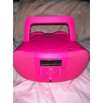 Onn+ Portable CD Boombox Pink with Digital FM Radio, Play CDs and CD-RW ...