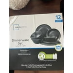 Mainstays 12-Piece Eco-Friendly Dinnerware Set, Black - Walmart.com