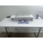 Bestier 42 inch LED Gaming Desk with Monitor Stand, RGB Lights, White ...