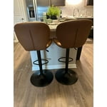 Waleaf Modern Adjustable Bar Stools Set of 2, Faux Leather Upholstered ...