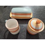 Wanda June Home Vintage Stripe Orange Stoneware Butter Dish, Sugar ...