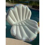 Play Day Inflatable Holographic Seashell Pool Float, Holographic Silver ...