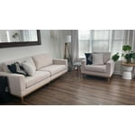 Better Homes & Gardens Springwood Wood Frame Accent Chair, Cream Linen ...