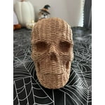 Halloween Brown Faux Rattan Resin Skull Tabletop Decor, 5.5 in, by Way ...