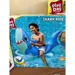 Unbrand Inflatable Shark Ride-on Pool Float for Kids and Adults, Blue ...