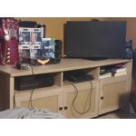 South Shore Balka TV Stand, Rustic Oak and Faux Rattan - Walmart.com