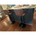 Waleaf Modern Adjustable Bar Stools Set of 2, Faux Leather Upholstered ...