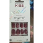 KISS Magnetic Gel Fantasy Press On Nails Set Us Free Red Short Oval 28 ...