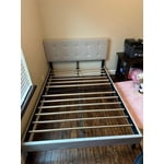 Mellow Nola Upholstered Platform Bed Frame with Headboard, Dark Gray ...