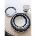 Tabletops Gallery 16-Piece Porcelain Dinnerware Set - Blue Stripe ...
