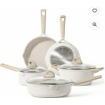 Carote Large 8 Pcs Nonstick Induction Kitchen Cookware Set, Beige ...