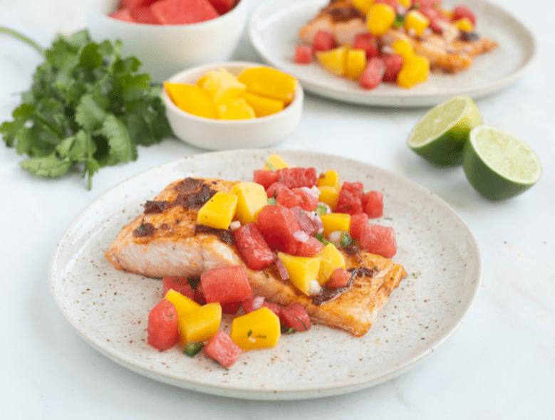 Chipotle salmon with watermelon mango salsa Recipe - Walmart.com
